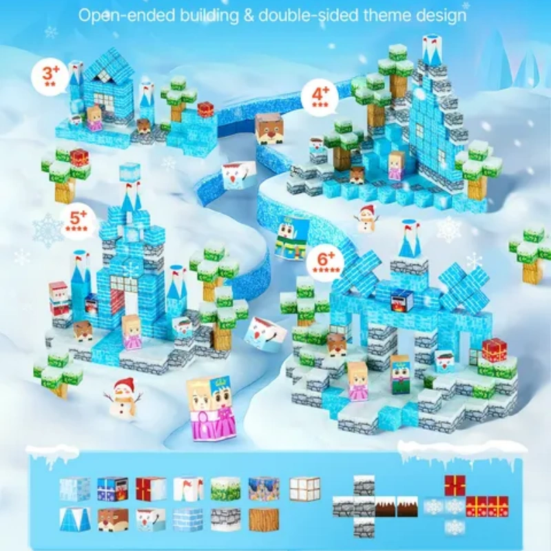 Magnetic Blocks 150 PCS Glacier Castle Set STEM Montessori Sensory Toys ...